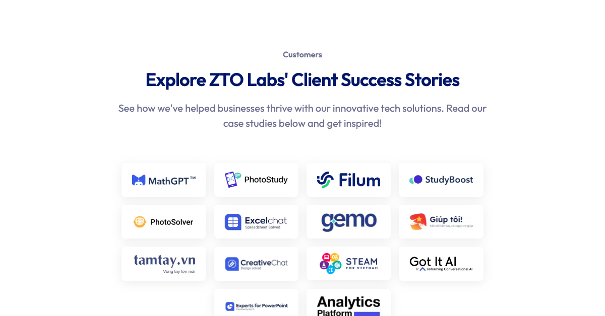 Customers | ZTO Labs